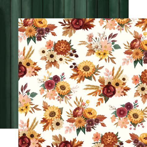 Harvest Fall Floral Bunches 12x12 Patterned Paper Echo Park Paper Co