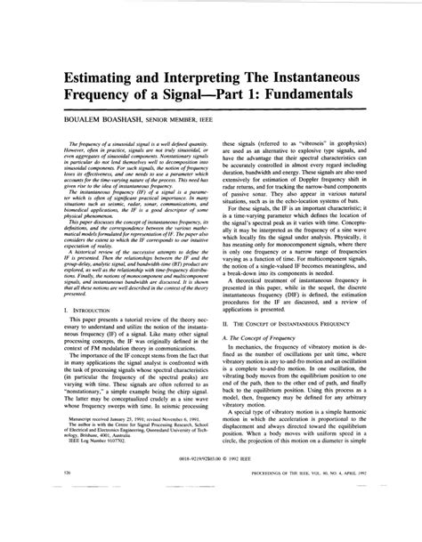 Pdf Estimating And Interpreting The Instantaneous Frequency Of A