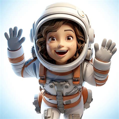 Premium Photo Joyful Animated Young Girl Astronaut Floating In Zero