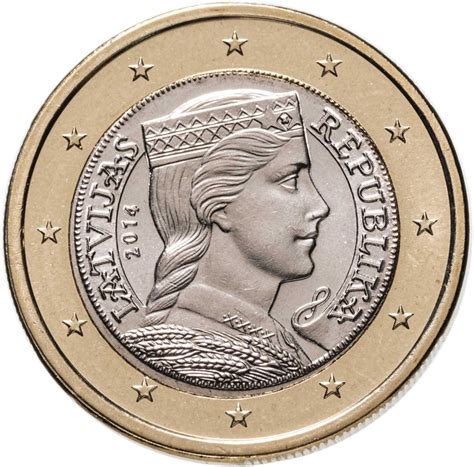 Монета Латвия 1 евро (euro) 2014 стоимостью 411 руб.