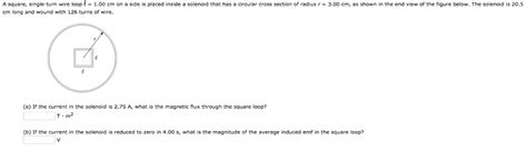 Solved A Square Single Turn Wire Loop L Cm On A Side Chegg