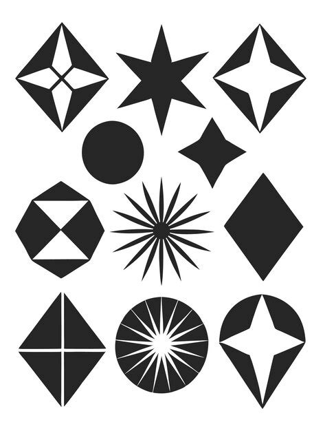 Abstract Geometric Shape Icon Set In Silhouette Vector For Modern