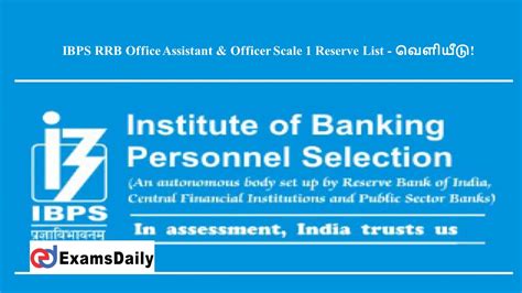 IBPS RRB Office Assistant Officer Scale 1 Reserve List
