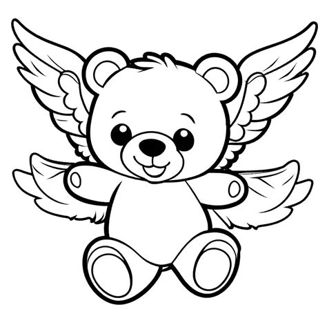 דף צביעה של דובי מעופף ⚡ דף בצבע