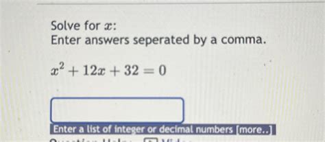 Solved Solve For X Enter Answers Seperated By A Solutioninn