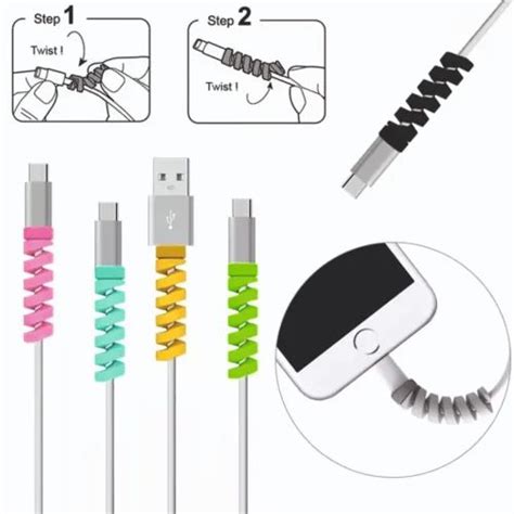 Silicon Usb Cable Protector Spiral Charger Cable Protector Data Cable Saver Charging Cord Cover