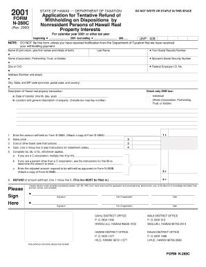 Fillable Online Form N 288C Rev 2000 Application For Tentative