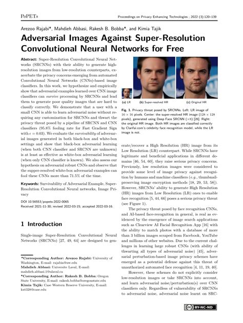 Pdf Adversarial Images Against Super Resolution Convolutional Neural