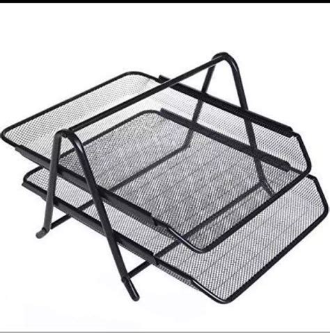 2 Layer Desk Organizer Document Paper Tray Black Mesh Furniture