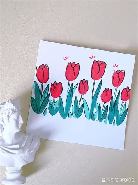 郁金香花丛丙烯简笔画ins风（汇总19张） 简笔画图片大全