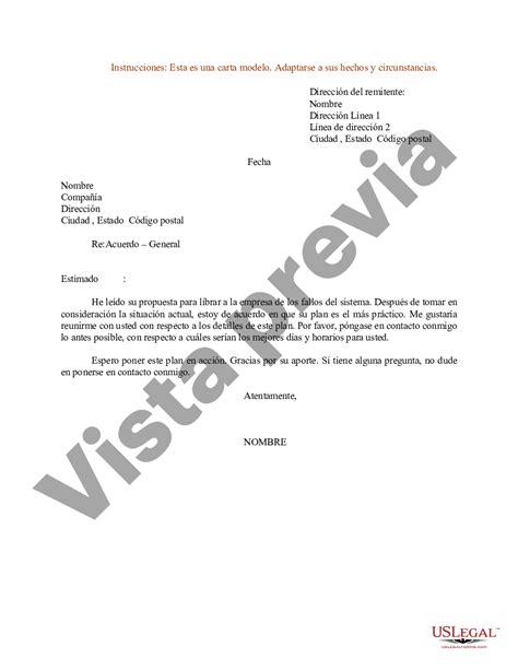 Pennsylvania Modelo De Carta De Acuerdo General Modelo Carta Us