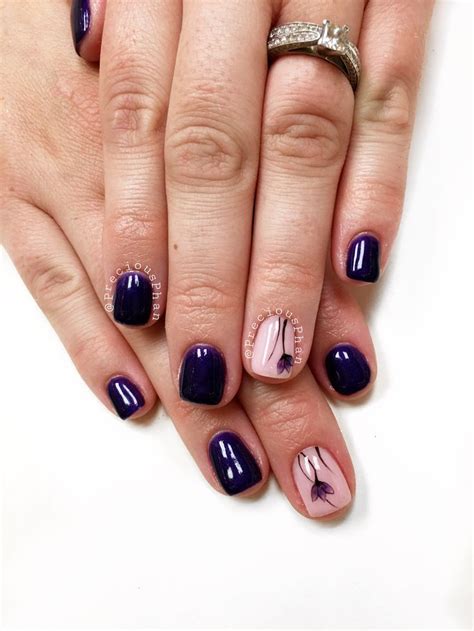 Purple Nails Dainty Floral Nails Preciousphan Purple Nails Floral