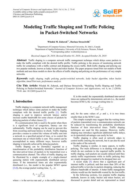 Pdf Modeling Traffic Shaping And Traffic Policing In Packet Switched Networks