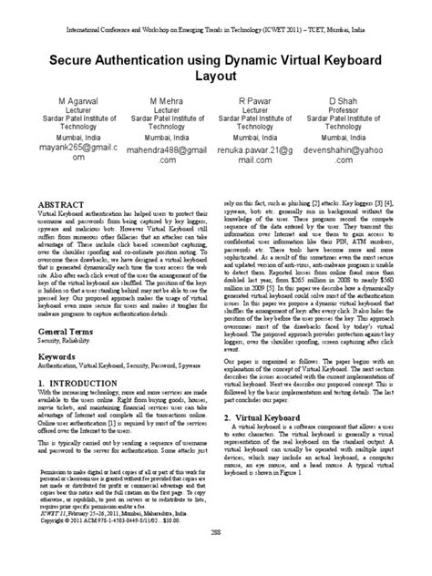 Secure Authentication Using Dynamic Virtual Keyboard Layout Pdf