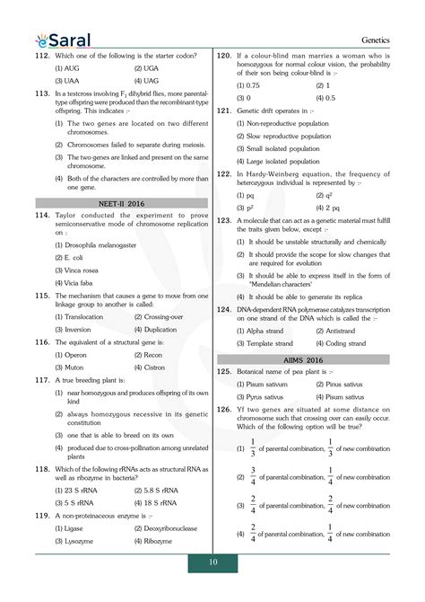 Genetics Neet Previous Year Questions