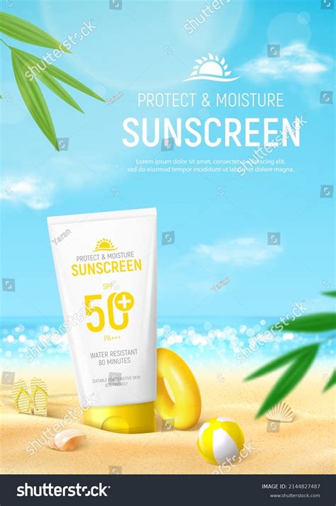 자외선 차단제 광고 포스터 템플릿 열대 스톡 벡터로열티 프리 2144827487 Shutterstock