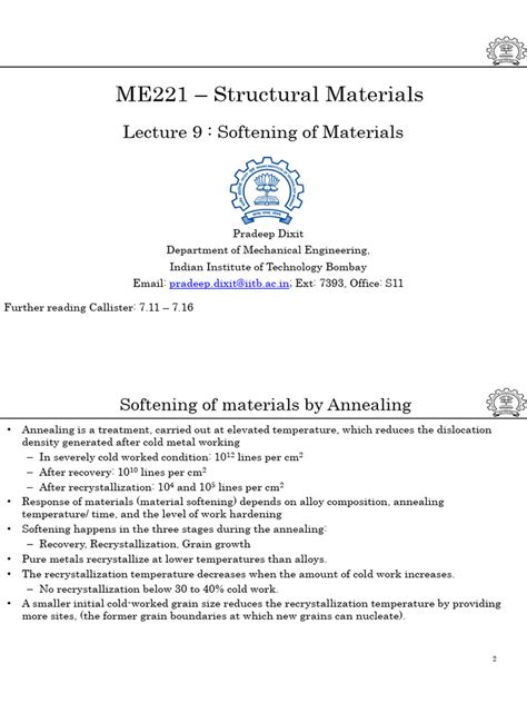 Me221 Lecture 9 Softening Of Materials Pdf Crystallite