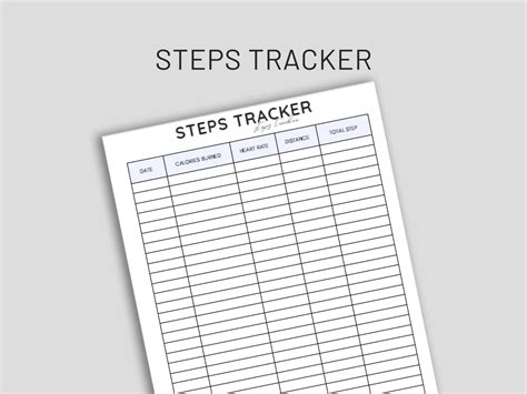 Printable STEP TRACKER Monthly Step Challenge Fitness Etsy