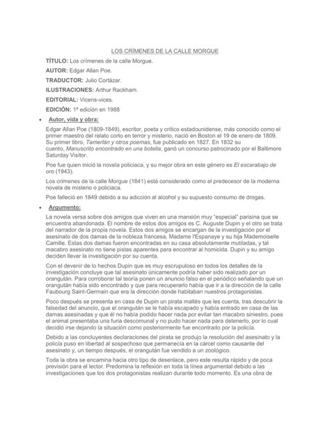 LOS CR MENES DE LA CALLE MORGUE Pdf