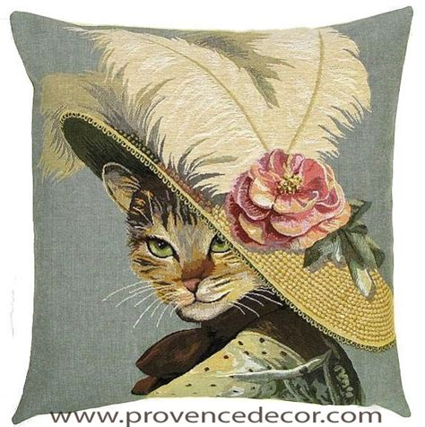 Cat Rose Hat European Belgian Tapestry Throw Pillow Cases Decorative