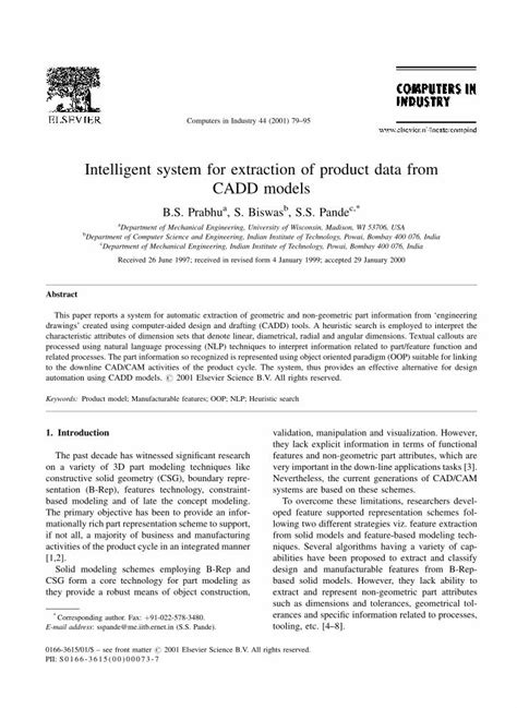 Pdf Intelligent System For Extraction Of Product Data From Cadd