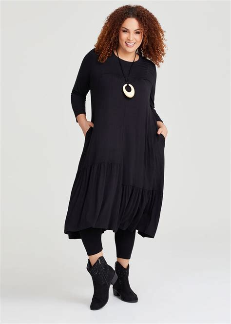 Shop Plus Size Natural Kayla Dress Black Taking Shape Hk