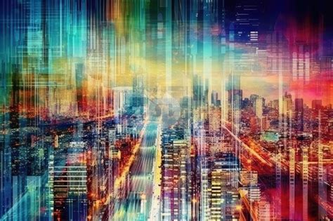 Premium Ai Image Abstract Colorful Background Cityscape Iot Dx