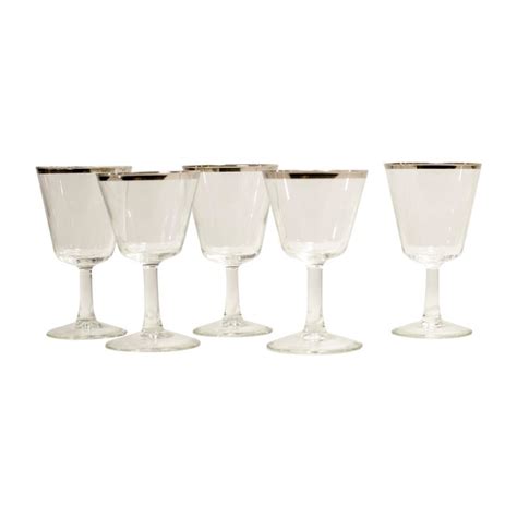 Vintage Silver Rim Cocktail Glasses Set Of 5 Chairish