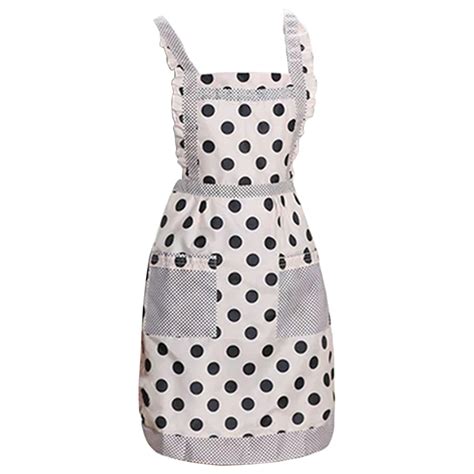 Lmtodlfg Thickened Double Retro Kitchen Aprons Woman Girl Cotton Polka