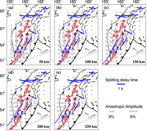 Comparison Of The Vs Azimuthal Anisotropy At 5 Different Depths Beneath