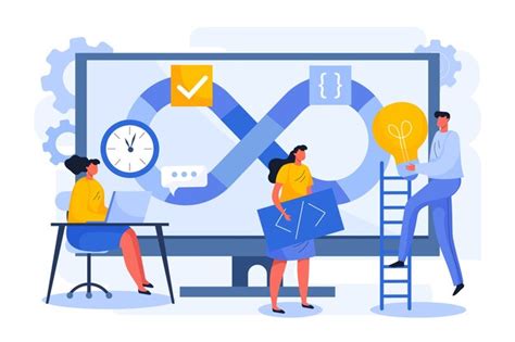 손으로 그린 평면 디자인 Devops 그림 무료 벡터