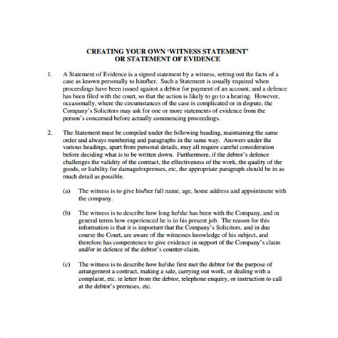 Free 12 Sample Witness Statement Templates In Pdf Ms Word