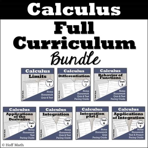 Calculus Course Full Year Curriculum Notes Homework Assessments
