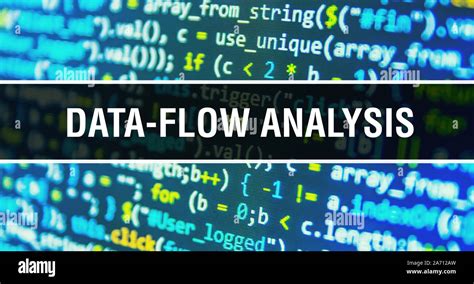 Data-flow analysis concept illustration using code for developing programs and app. Data-flow ...