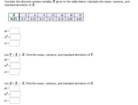 Solved Consider The Discrete Random Variable X Given In The Chegg