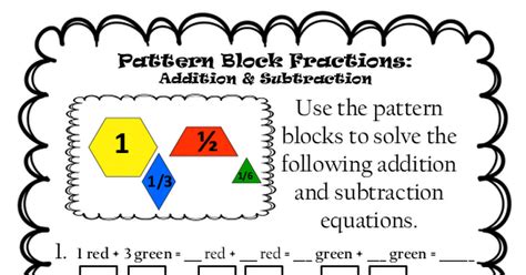 Pattern Block Fractions Additionpdf Upper Elementary Math Fractions Elementary Math