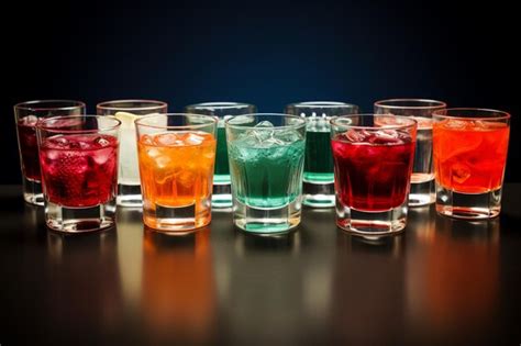Array Of Drinks In Various Glasses Premium Ai Generated Image