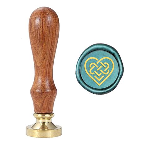 Knotted Heart Design Diy Wax Seal Stamp Wooden Handle Set