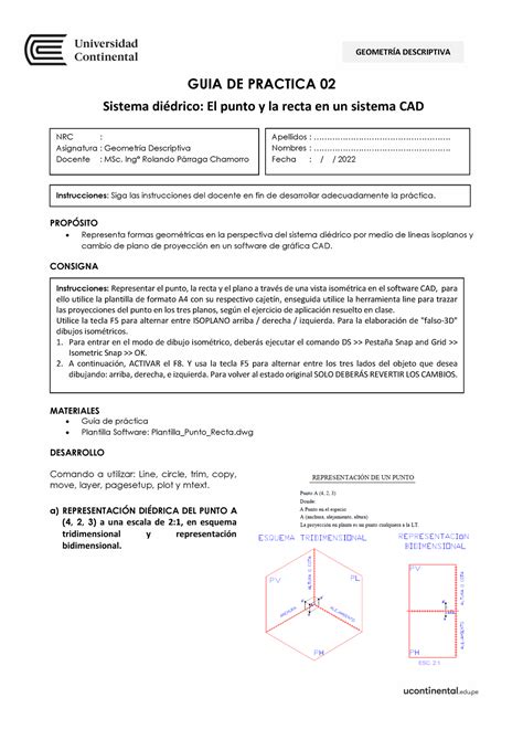 Semana 02 Practica 02 Guia De Practica 02 Sistema DiÈdrico El