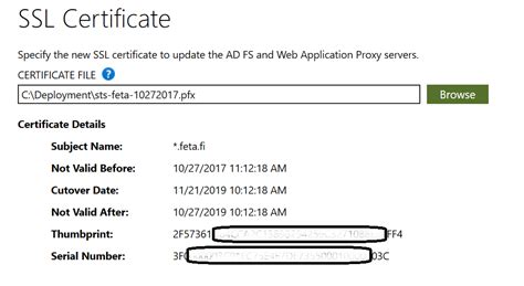 Adfs Ssl Certificate