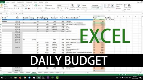 How To Make Daily Budget Sheet In Excel For Beginners Youtube