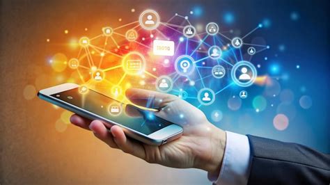 Innovative Mobile Social Network Abstract Vector Illustration Premium