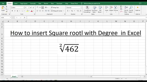 how to insert square root with degree in excel youtube