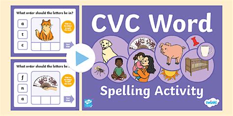 cvc word spelling powerpoint activity twinkl