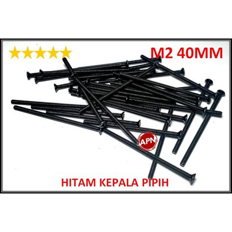 Jual Baut Screw M2 40mm Hitam Kepala Pipih Shopee Indonesia