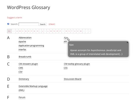 WordPress Glossary Tooltips A Brilliant Glossary Plugin By CreativeMinds