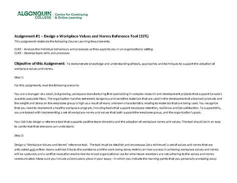 Mgt2382 Assignment 1 M3 Design A Workplace Values And Norms