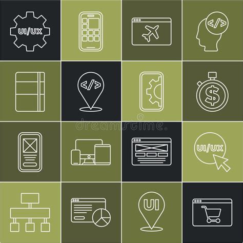 Set Line Online Shopping On Screen Ui Or Ux Design Time Is Money