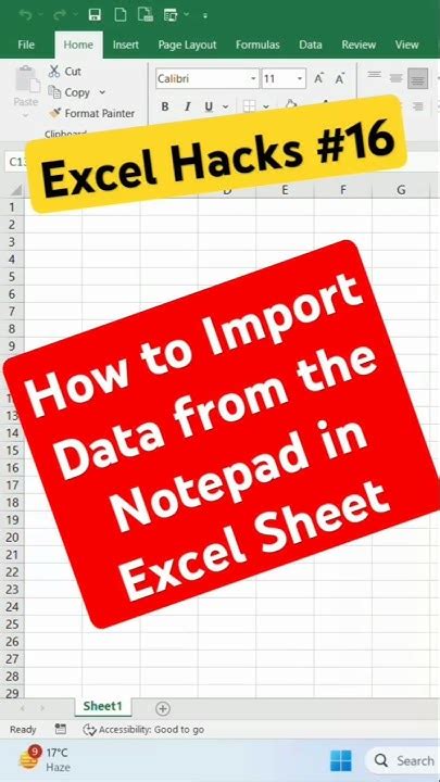 How To Import Data From The Notepad In Excel Sheet Shorts Shortvideo