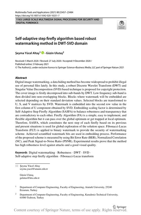 Self Adaptive Step Firefly Algorithm Based Robust Watermarking Method
